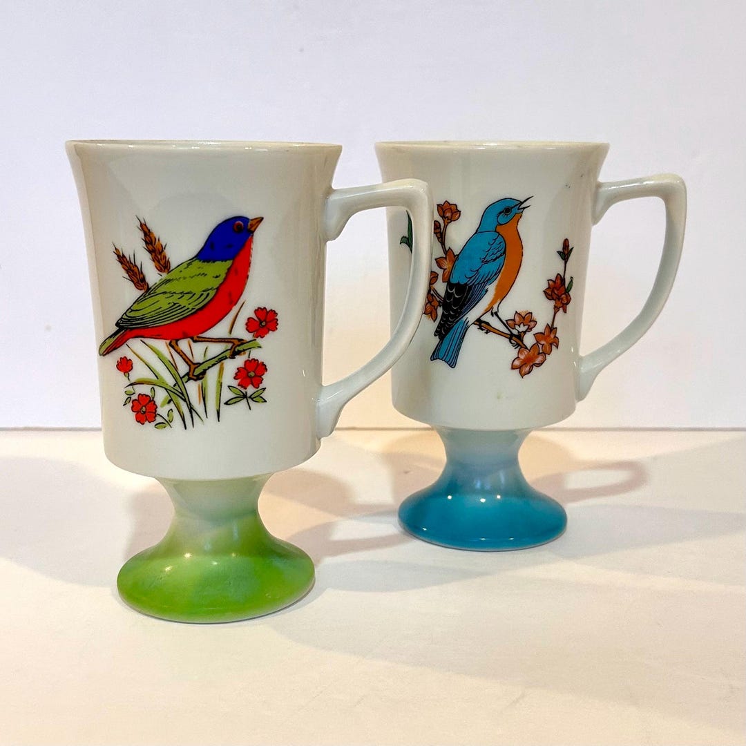 1970s Set of 2 Dainty Ceramic Bird Mugs, Made in Japan - Etsy