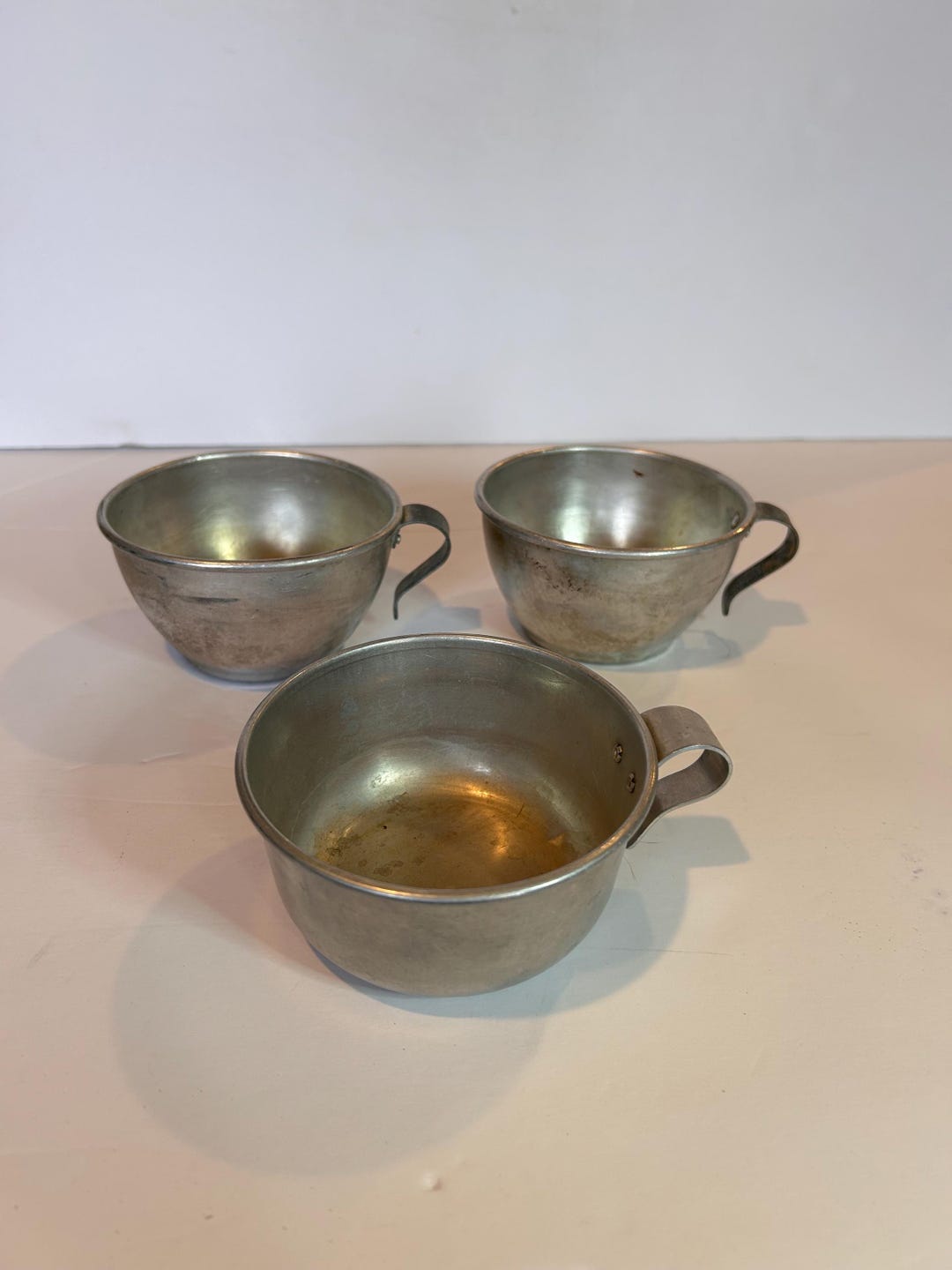 Set of 3 Primitive Aluminum Mugs, Tin Cups With Handles - Etsy