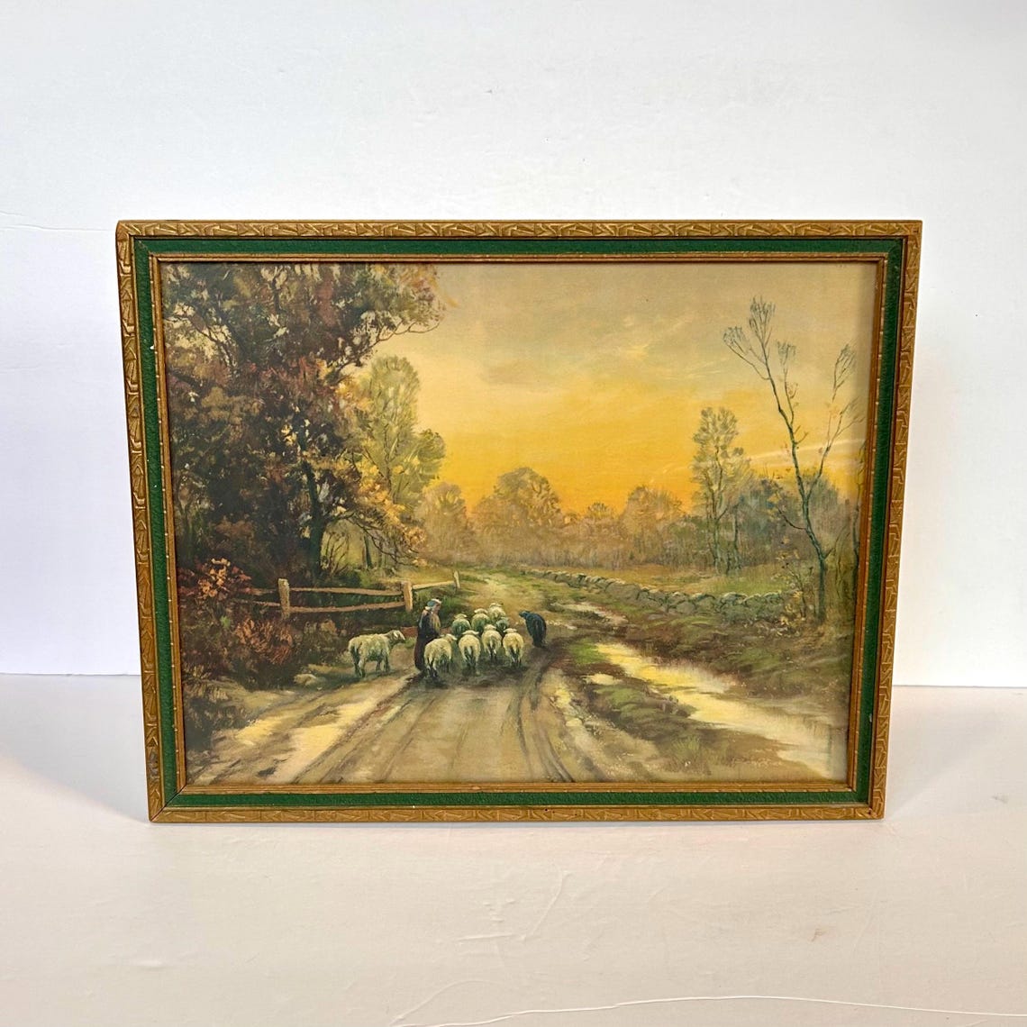 1920s Victorian Sheep Print in Ornate Green & Gold Carved Wood Frame - Etsy