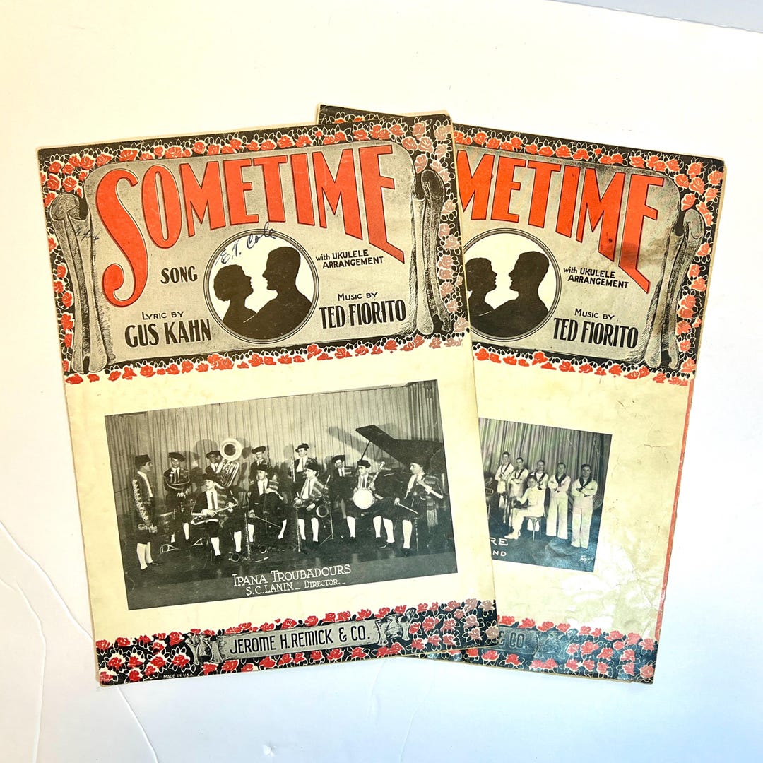 1920's Set of 2 "sometime Song" Sheet Music Portfolios With Ukulele ...