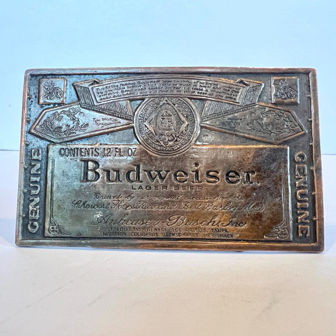 Budweiser Brass Vintage Belt Buckle - Etsy