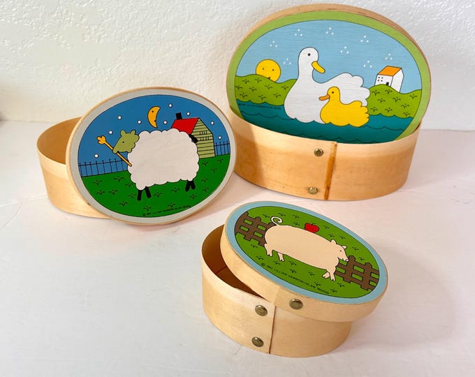 1982 Set of 3 Oval Vintage Nesting Boxes by Lillian Vernon and Alan ...