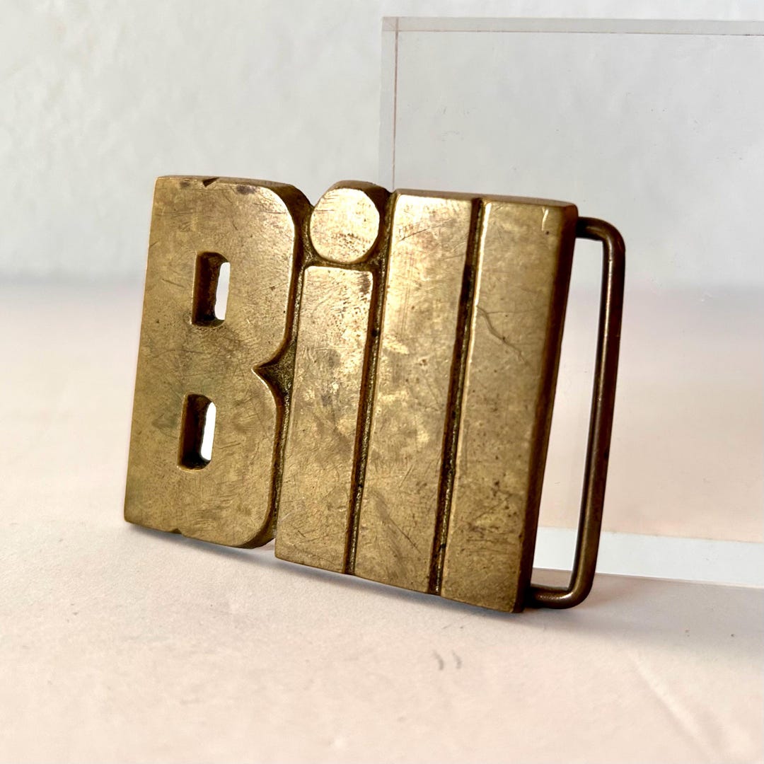 1978 "bill" Solid Brass Vintage Belt Buckle #4062, Made in Taiwan, Bold ...