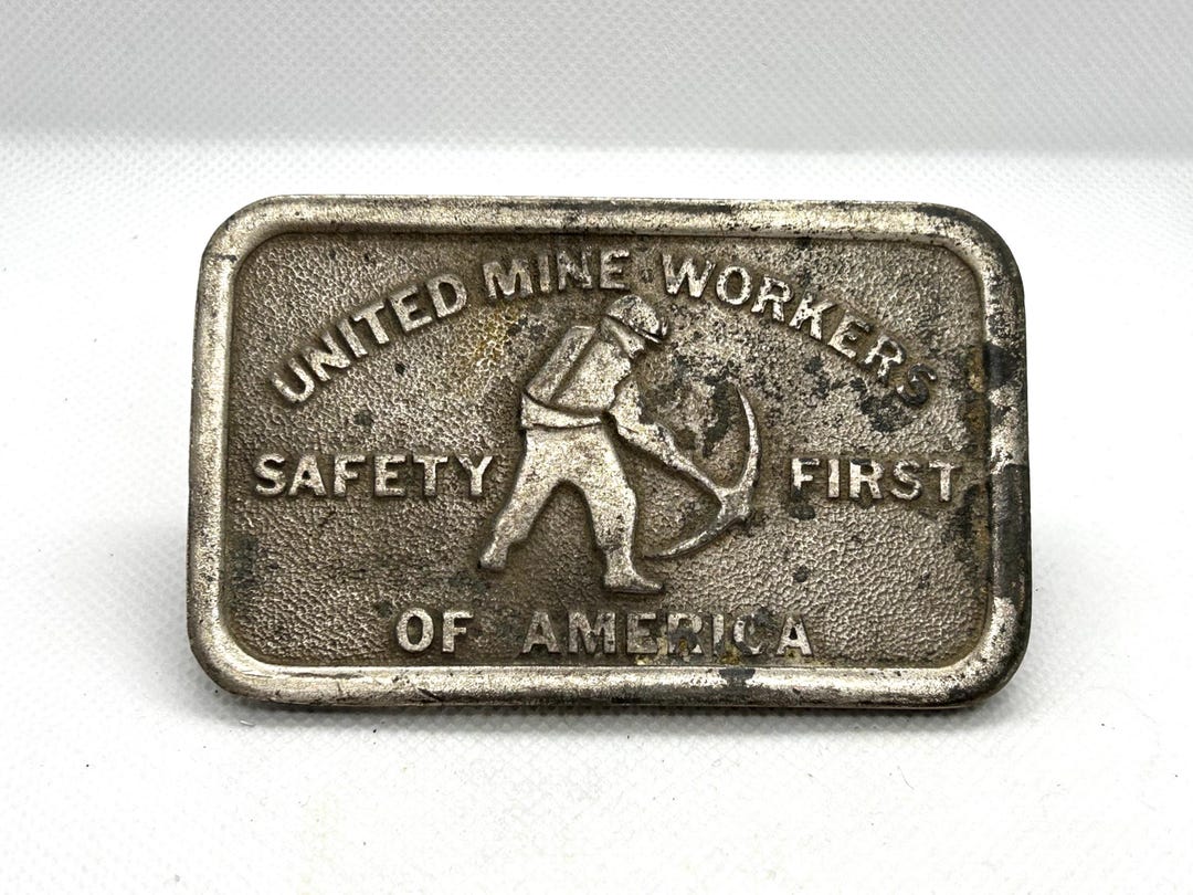 1975 United Mine Workers of America "safety First" Pewter Vintage Belt ...