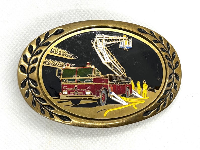 Fire Engine Ladder Truck Solid Brass Vintage Belt Buckle by Heritage ...