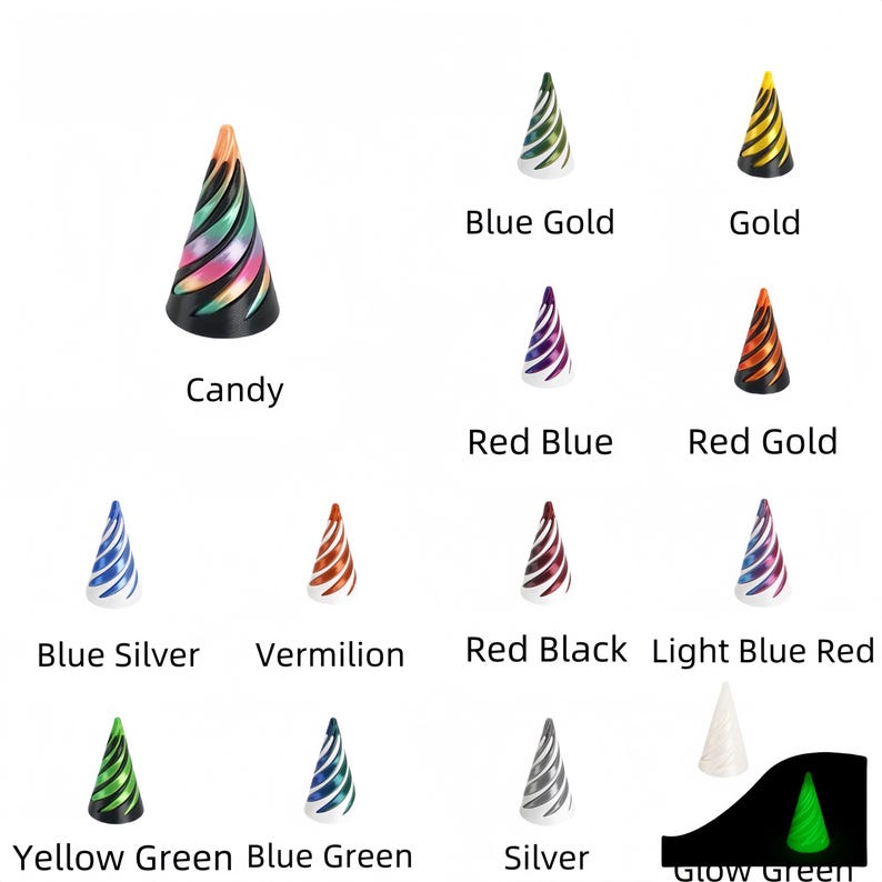 3D Printed Spinning Top Toy - Stress Relief Fidget, Dual-color Cone ...