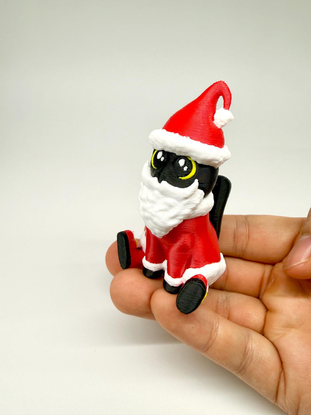 Cute Santa Black Cat Figurine - 3D Printed Christmas Decoration ...