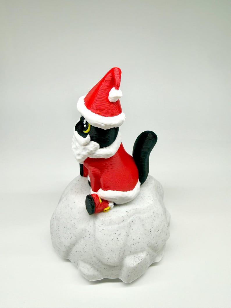Cute Santa Black Cat Figurine - 3D Printed Christmas Decoration ...
