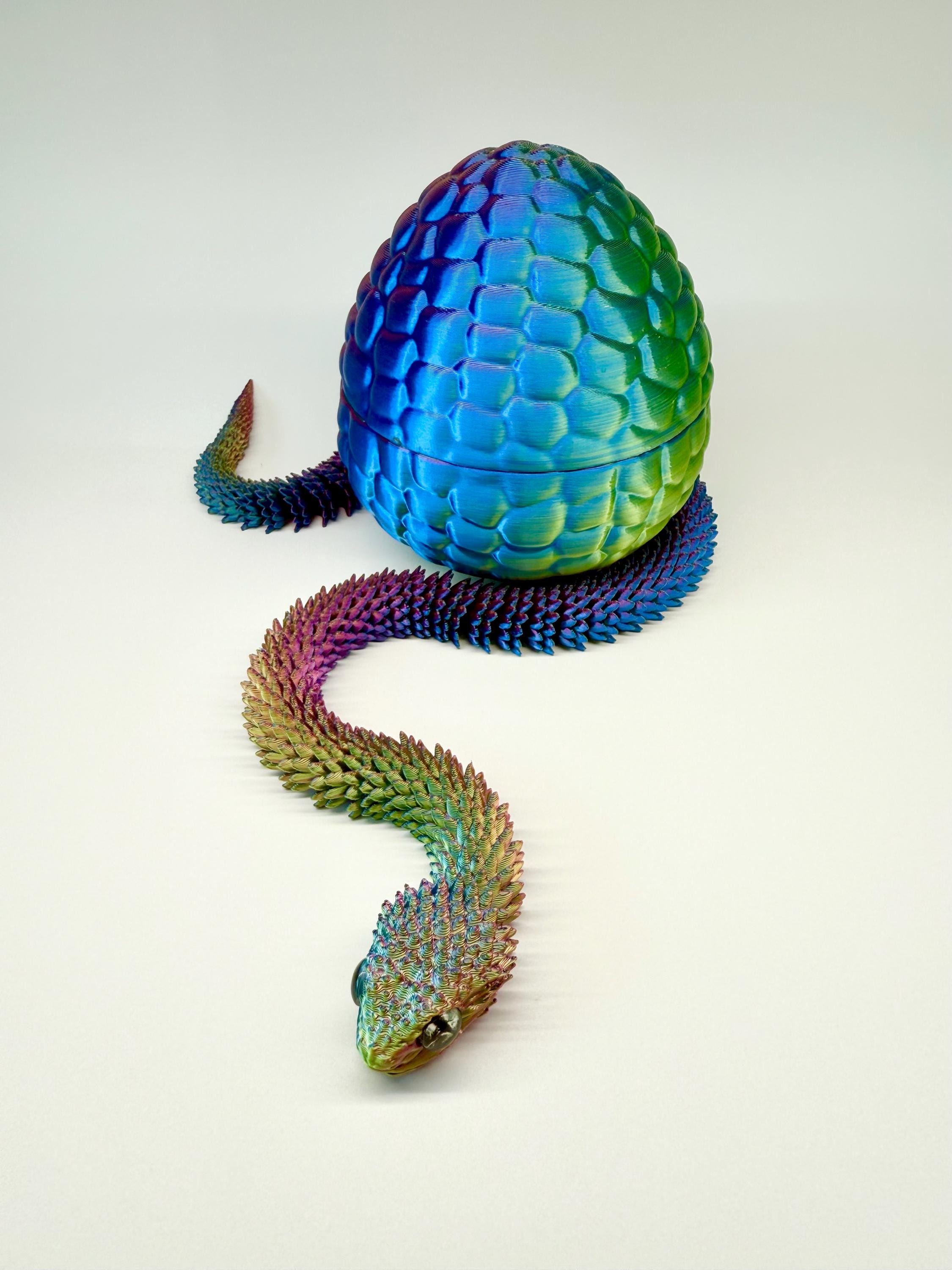 Articulated Fidget Snake in Egg, 3D Printed Viper Toy, Mystery Dragon ...
