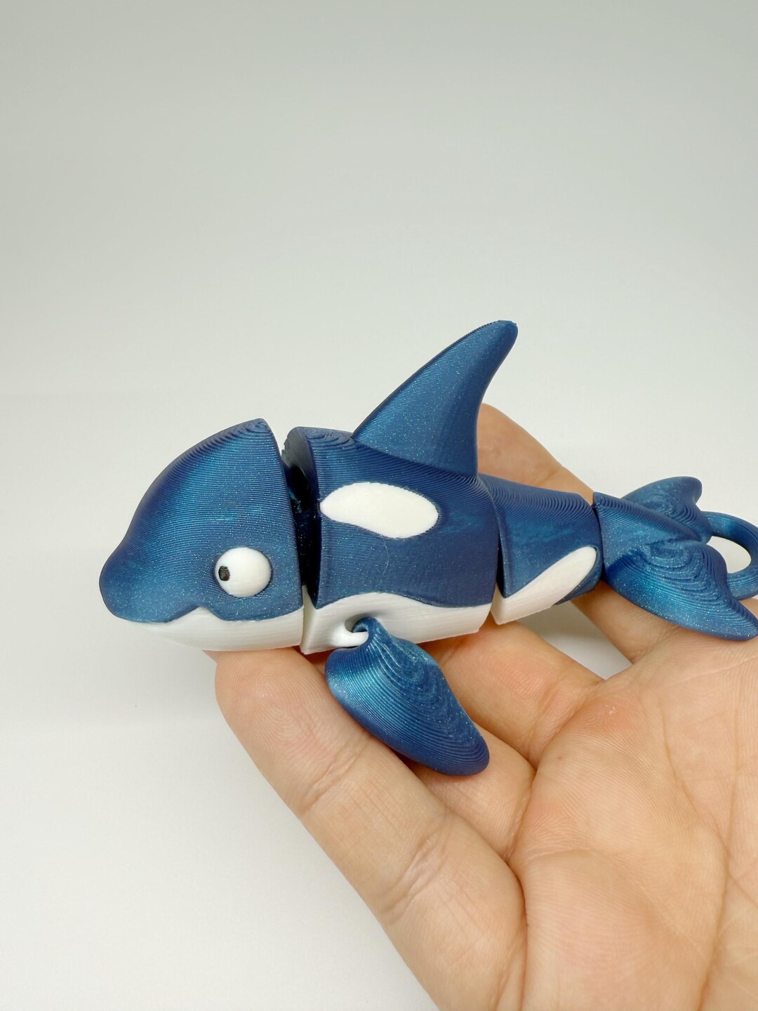 Articulated 3D Printed Orca Toy, Flexible Whale Figure, Poseable Desk ...