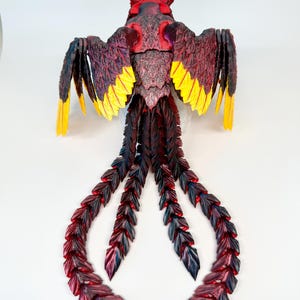 Large Articulated Phoenix, 3D Printed Fidget Toy, Poseable Crystal Fire ...
