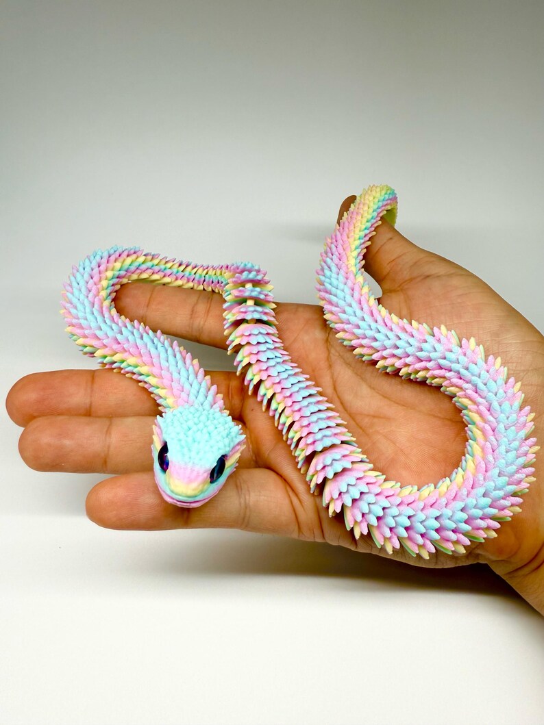 3D Printed Articulated Viper Fidget Toy - Flexible Snake Desk Pet ...