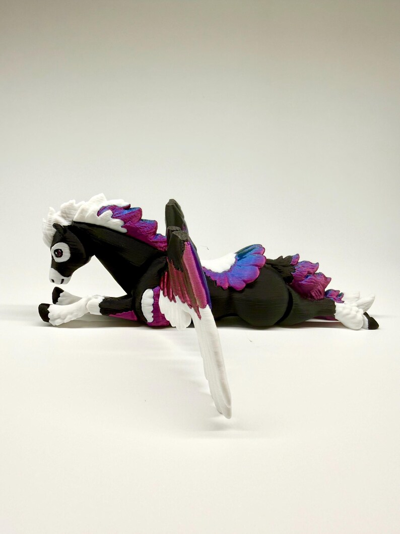 Articulated Pegasus Fidget Toy, 3D Printed Rainbow Wing Horse Figurine ...