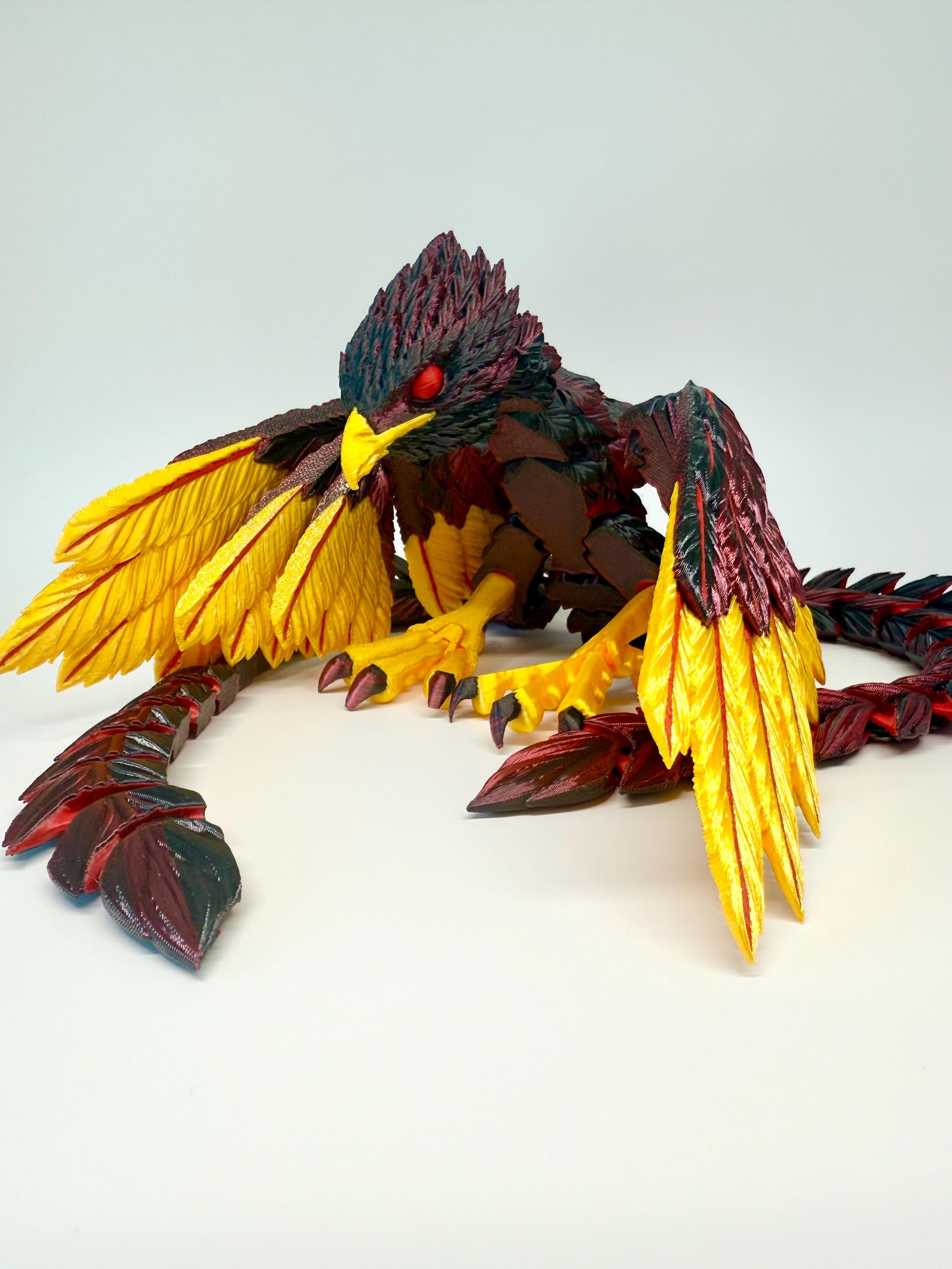 Large Articulated Phoenix, 3D Printed Fidget Toy, Poseable Crystal Fire ...
