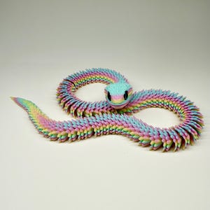 Articulated 3D Printed Flexible Snake Fidget Toy | Dazzling Iridescent ...