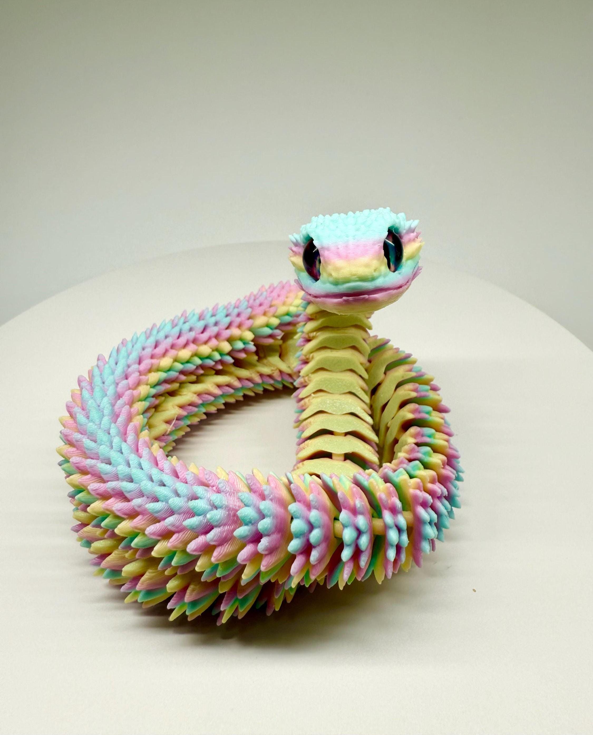 Articulated 3D Printed Flexible Snake Fidget Toy | Dazzling Iridescent ...
