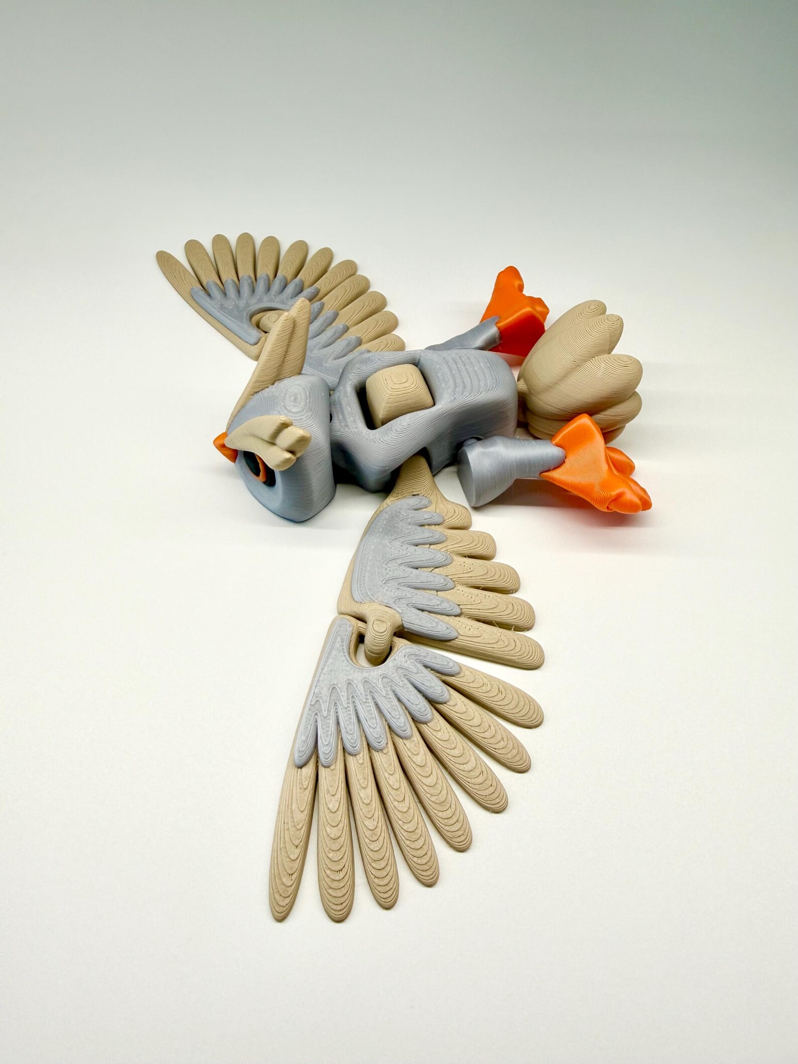 Flexible Owl Fidget Toy, 3D Printed Articulating Bird, Posable Desk Pet ...