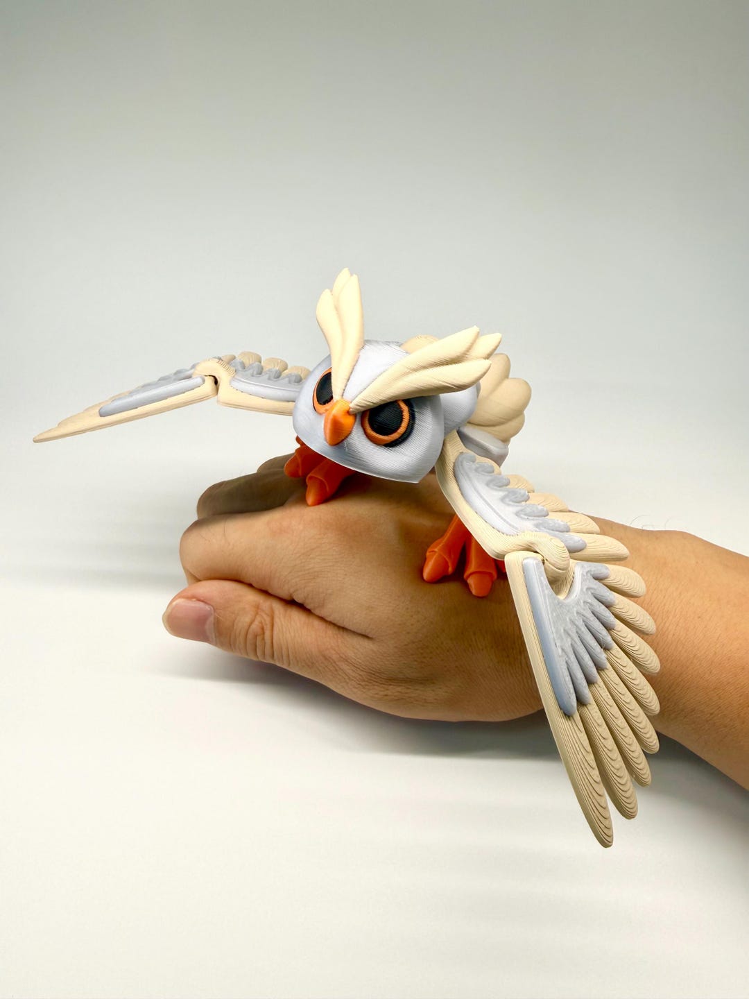 Flexible Owl Fidget Toy, 3D Printed Articulating Bird, Posable Desk Pet ...