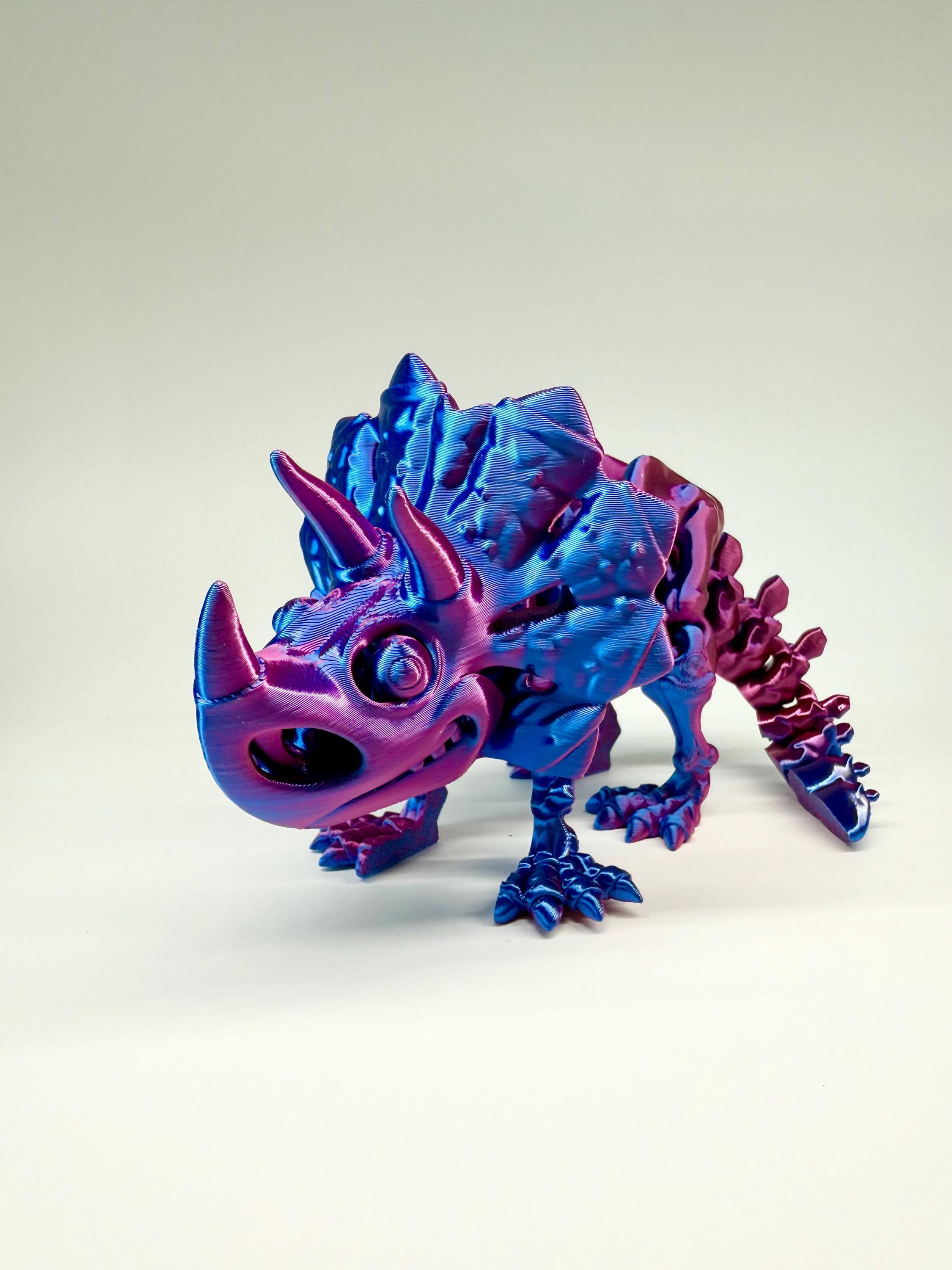 Articulated Crystal Triceratops, 3D Printed Fidget Toy, Flexible ...