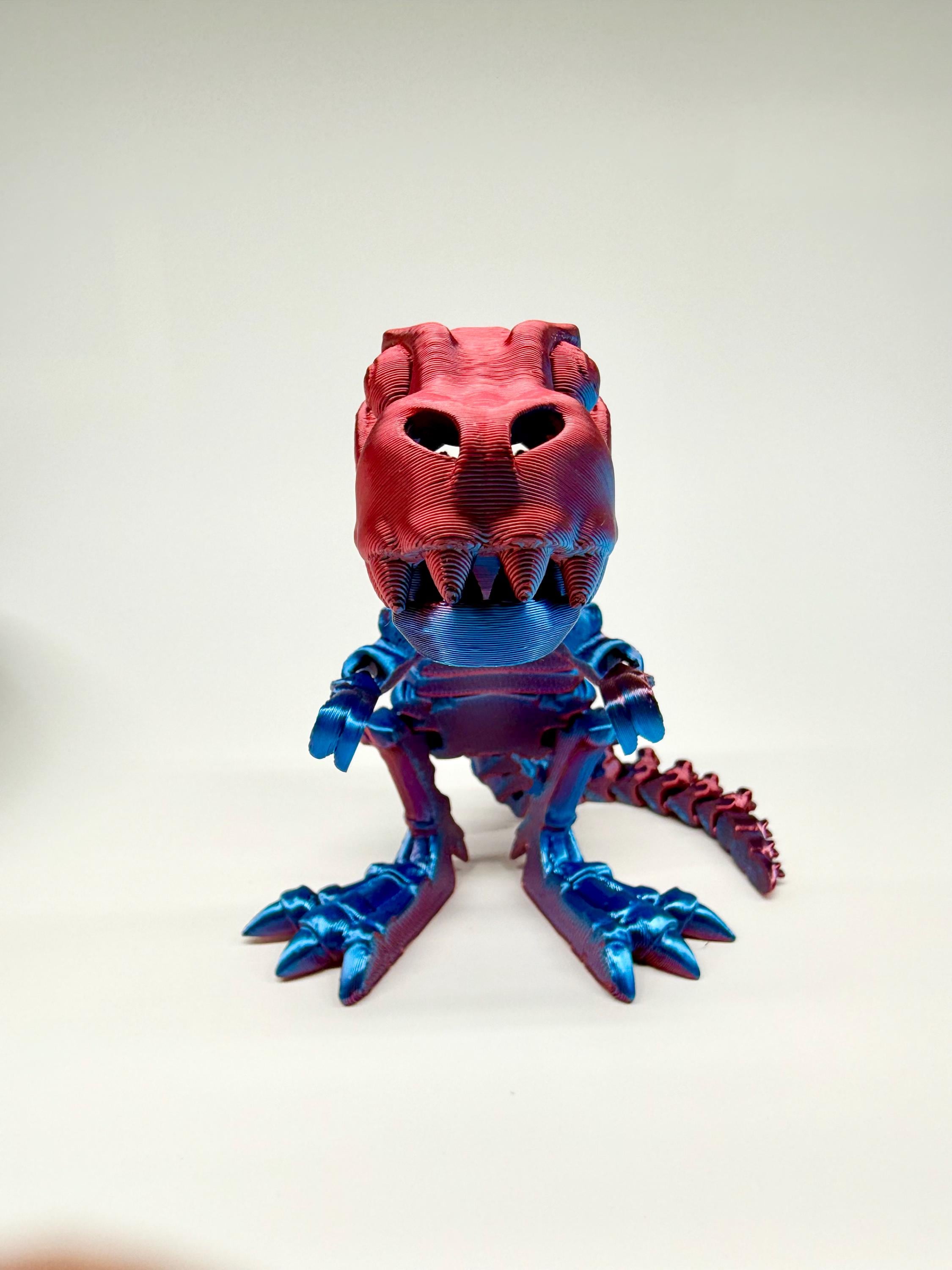 Articulated 3D Printed T-rex Skeleton Fidget Toy | Flexible Posable ...