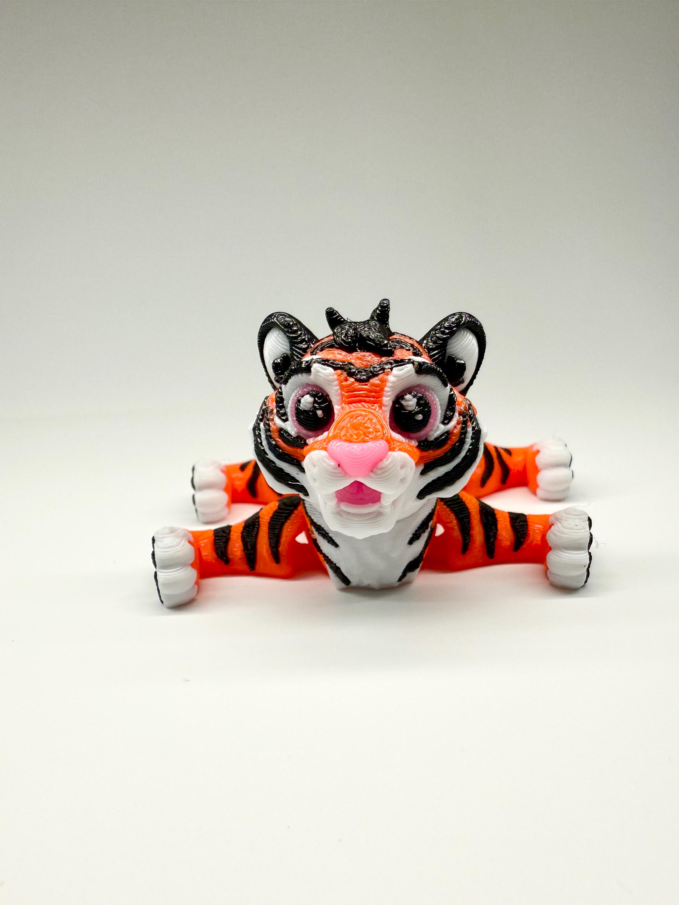 Articulated 3D Printed Flexible Tiger Fidget Toy | Posable Eco-friendly ...
