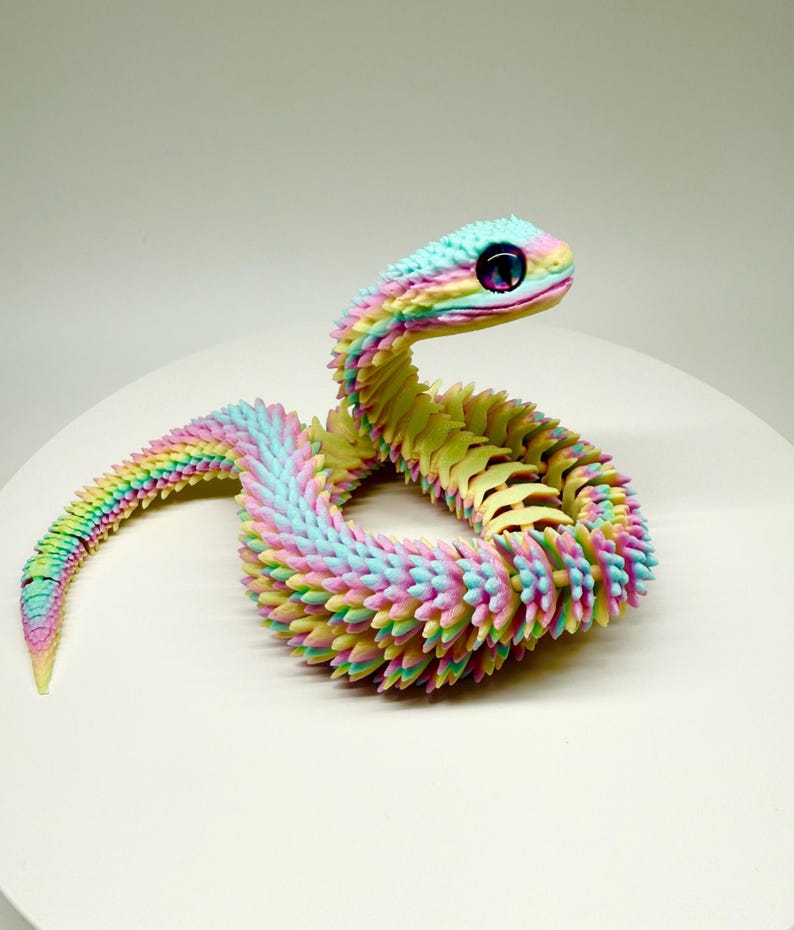 3D Printed Articulated Viper Fidget Toy - Flexible Snake Desk Pet ...