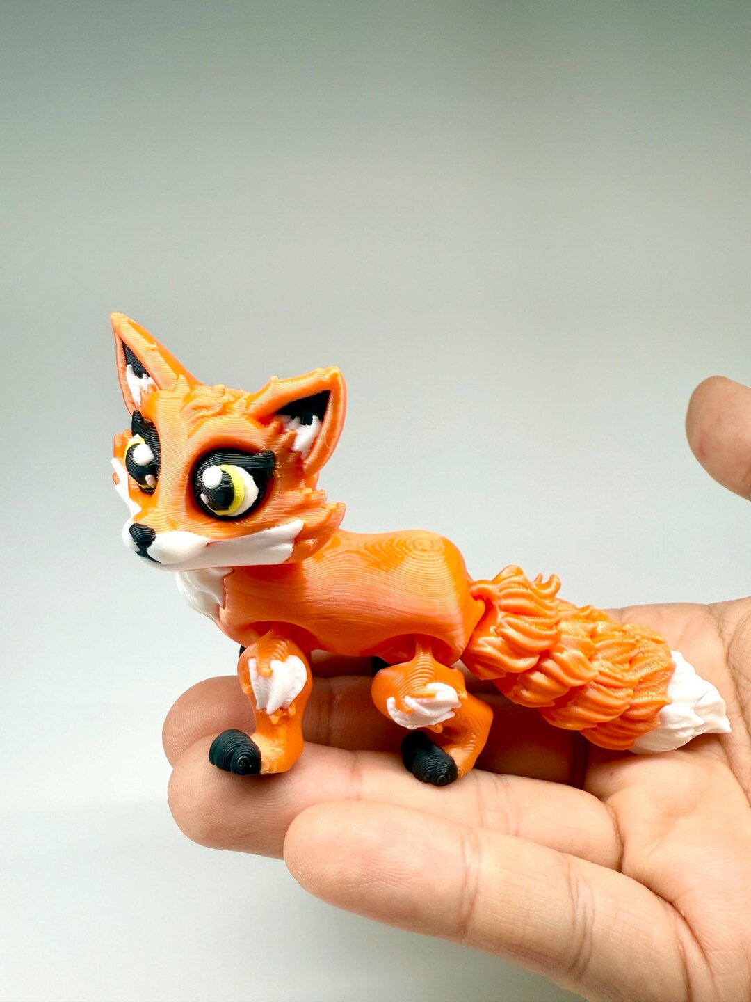 Articulated Orange Fox Figurine | Cute 3D Printed Poseable Woodland ...