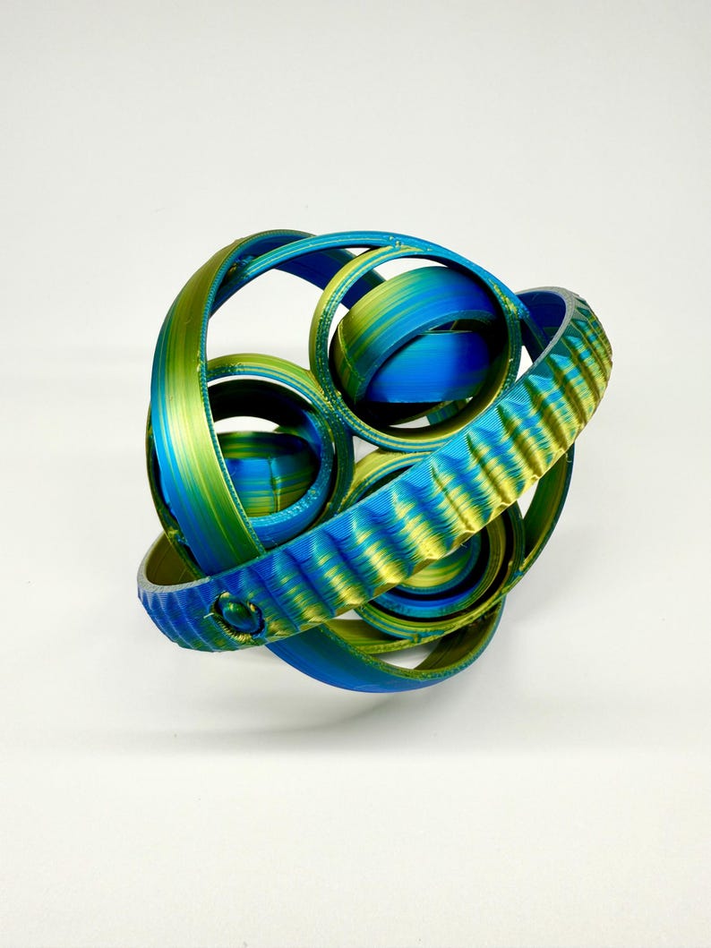 3D Printed Gyroscope Fidget Toy|interlocking Rotating Orb|stress Relief ...