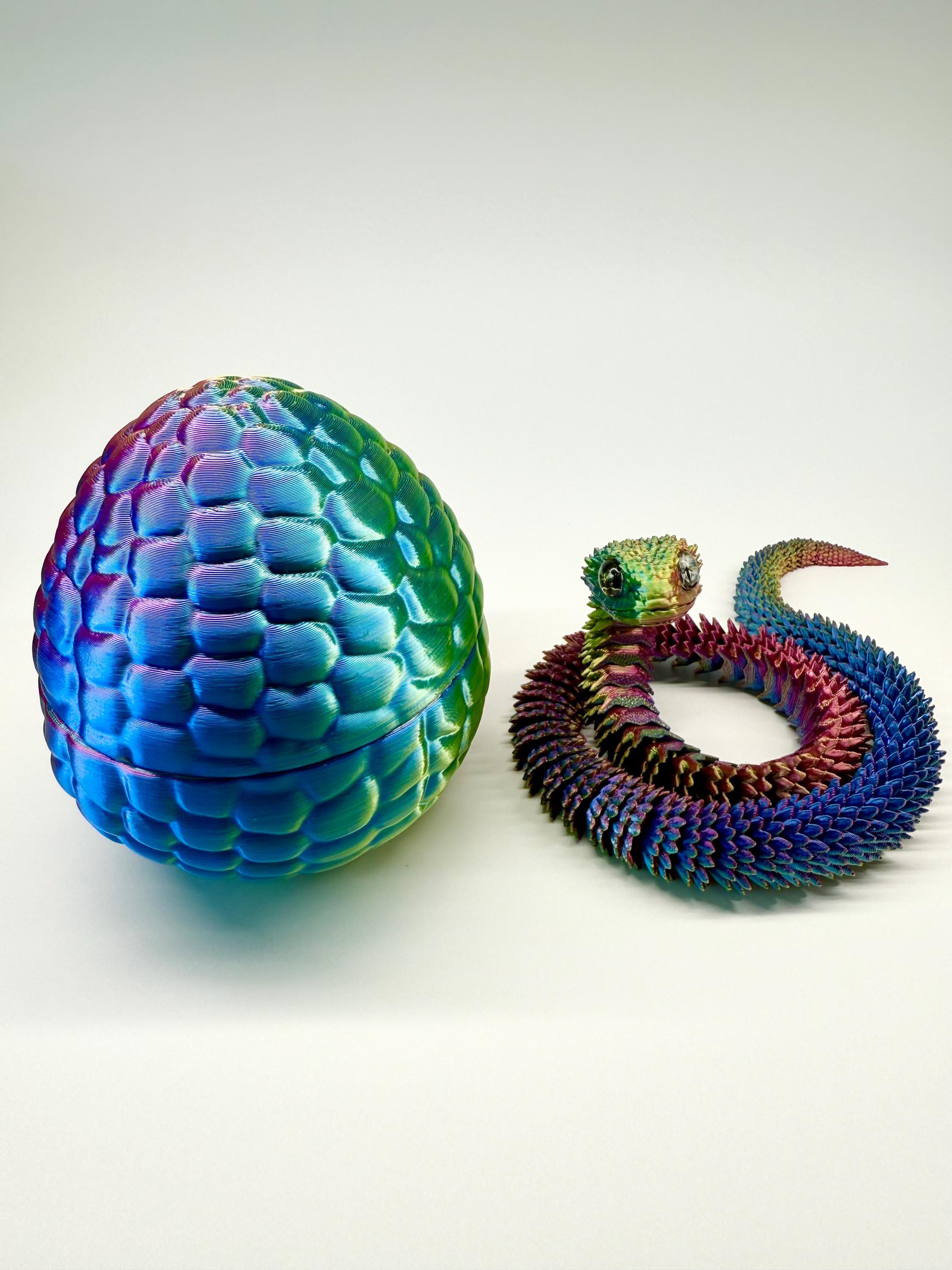 Articulated Fidget Snake in Egg, 3D Printed Viper Toy, Mystery Dragon ...