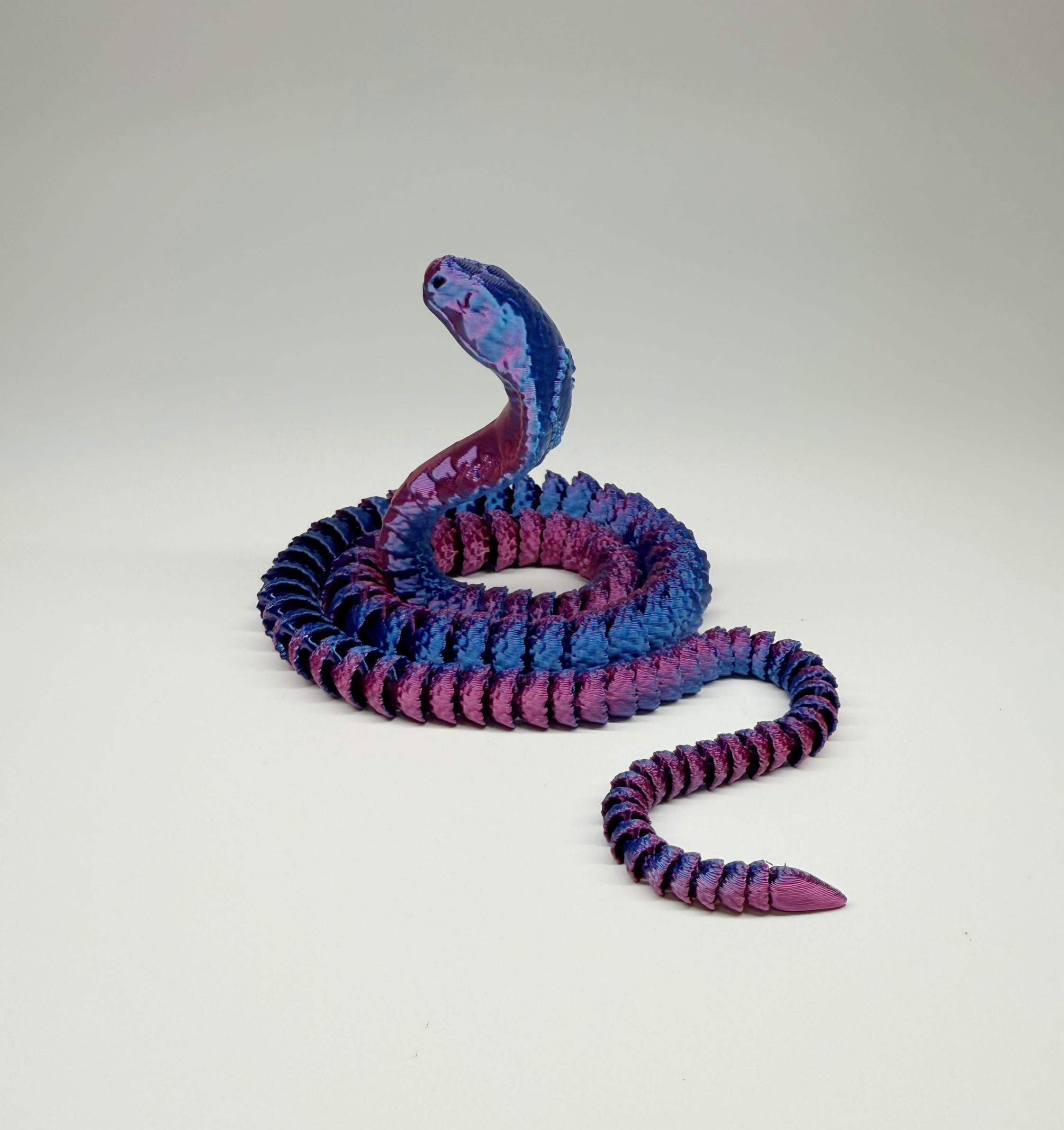 3D Printed Cobra Figurine - Poseable Joints, Holographic Colors, Eco ...