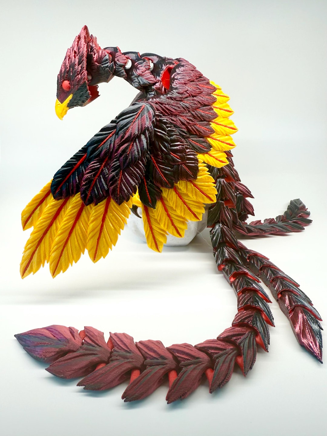 Large Articulated Phoenix, 3D Printed Fidget Toy, Poseable Crystal Fire ...