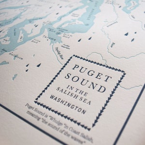 Puget Sound, Seattle Washington Letterpress Map Print - Etsy