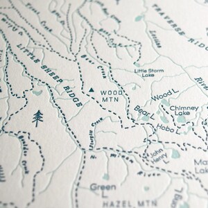 Eagle Cap Wilderness in the Wallowa Mountains, Oregon, Letterpress Map ...