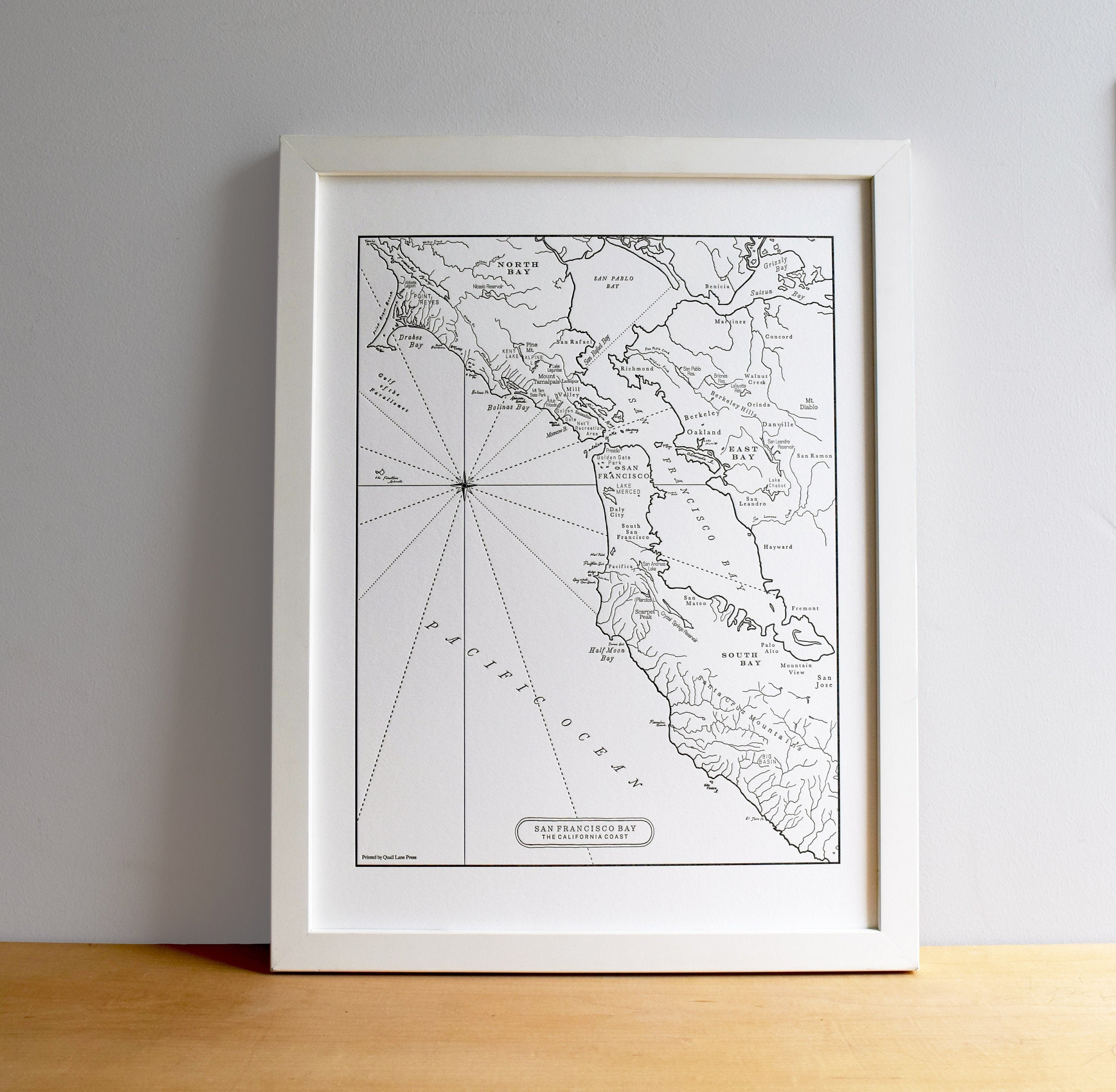 San Francisco Bay Area Map, Letterpress Wall Art - Etsy