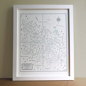 Eagle Cap Wilderness in the Wallowa Mountains, Oregon, Letterpress Map ...