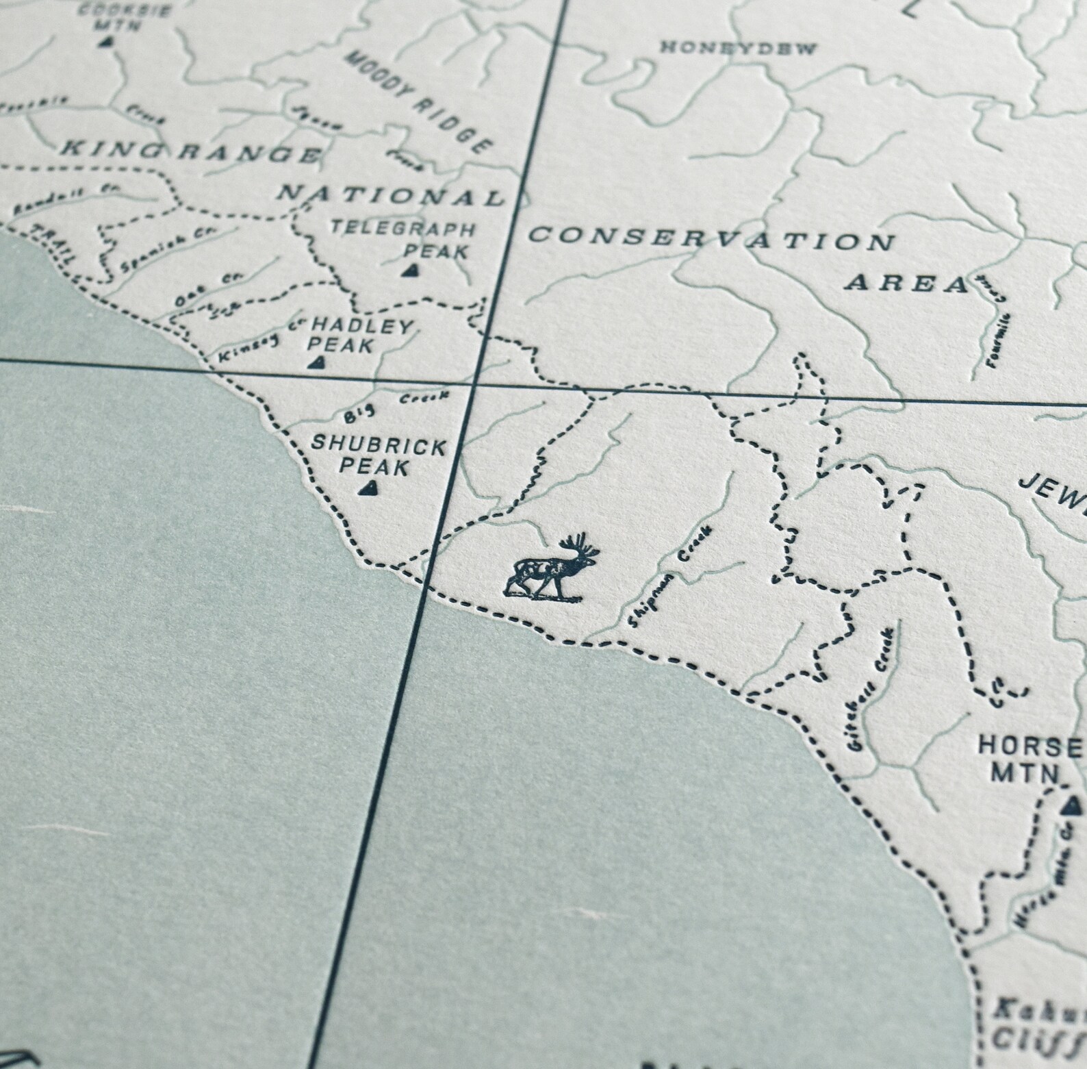 The Lost Coast Northern California Letterpress Map Print | Etsy