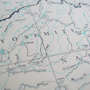 Yosemite National Park, Letterpress Map, Wall Art Unframed Print - Etsy
