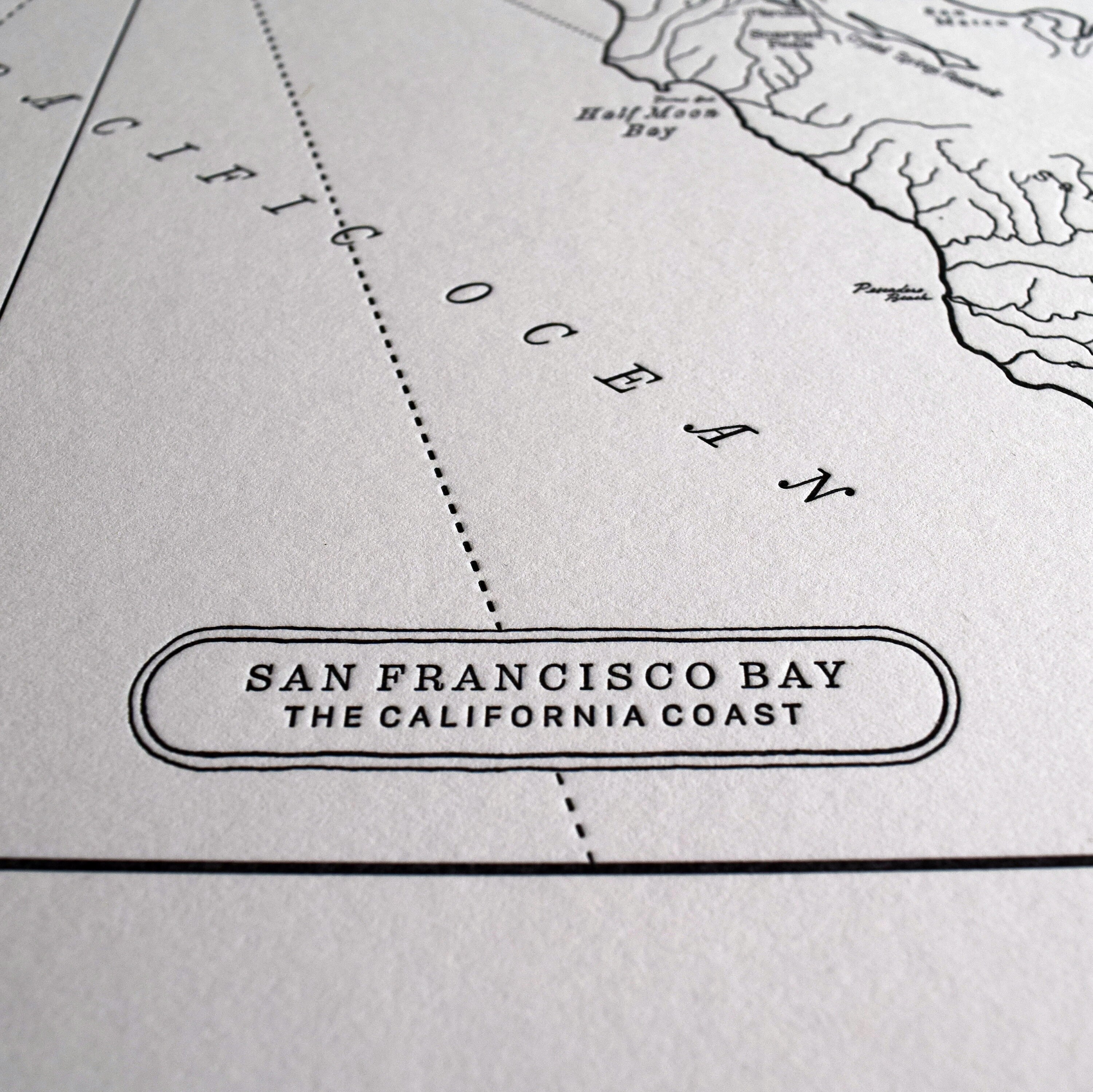 San Francisco Bay Area Map Letterpress Wall Art | Etsy