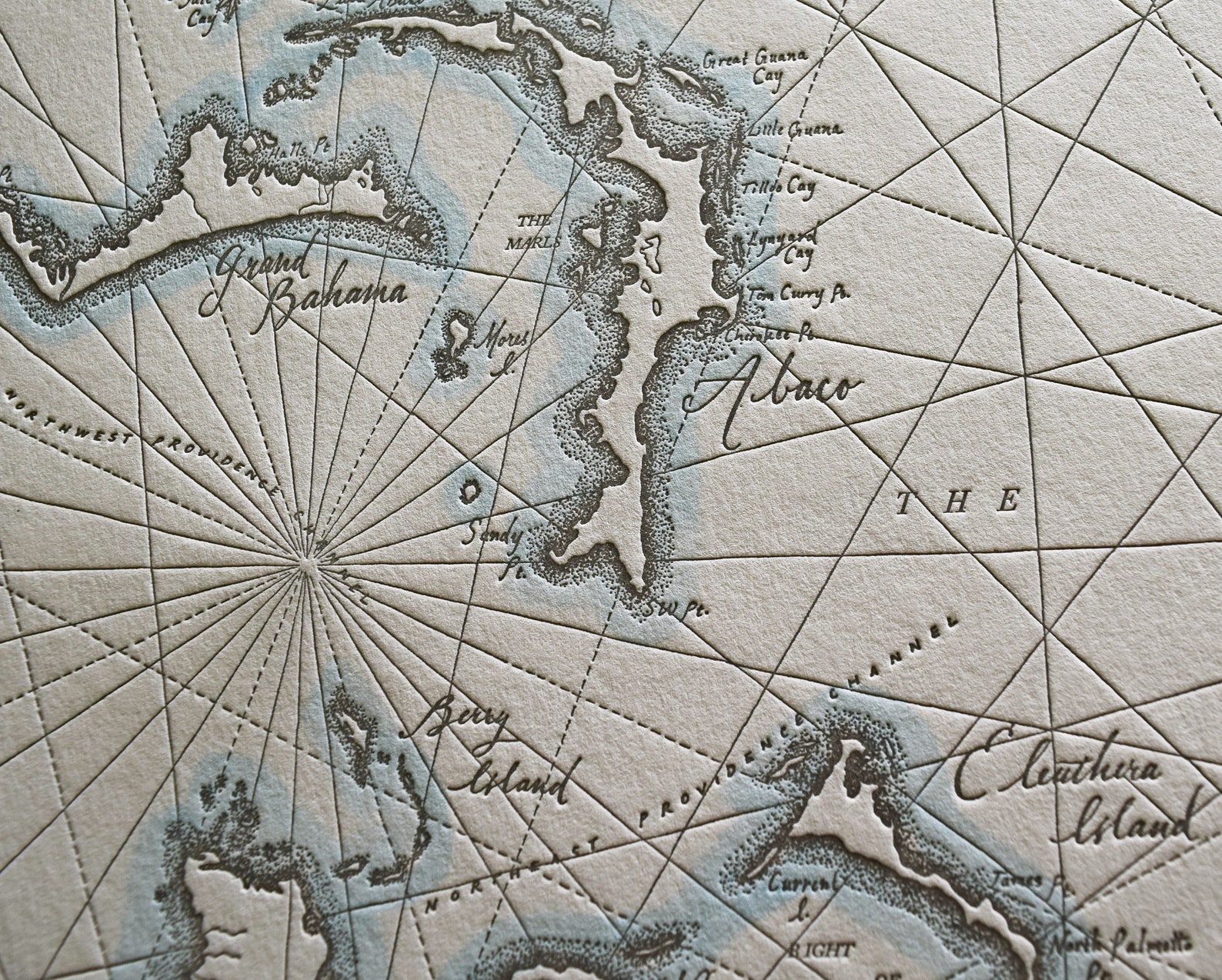 The Bahamas, Letterpress Printed Map, Wall Art, Unframed Print - Etsy