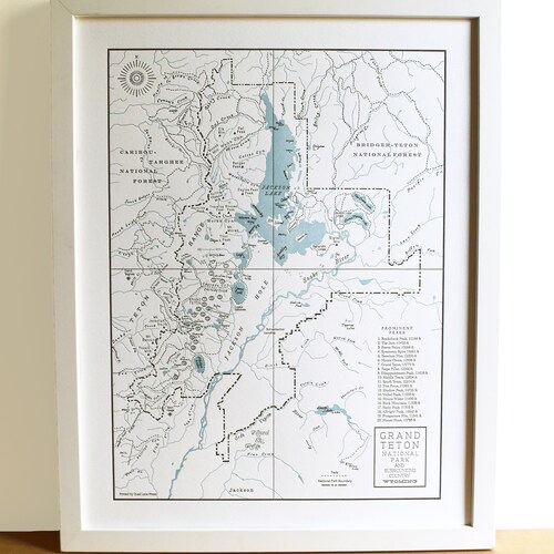 Grand Teton National Park Map Poster National Park Art - Etsy