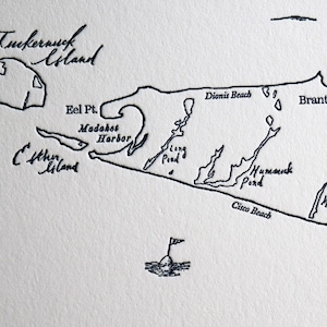Nantucket Island, Massachusetts, Mini Map, Letterpress Wall Art Print ...