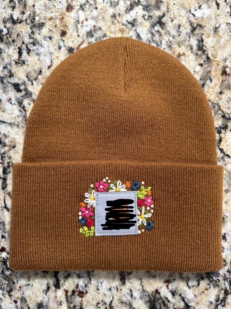 Hand Embroidered Beanie - Etsy