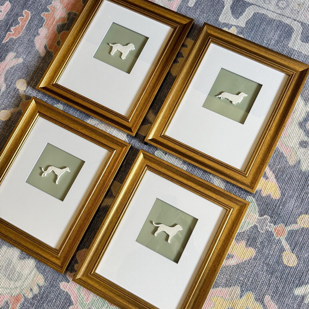 Set of 4 Dog Framed Intaglios | 8x10 Frame | Dog Art | Framed Intaglios ...