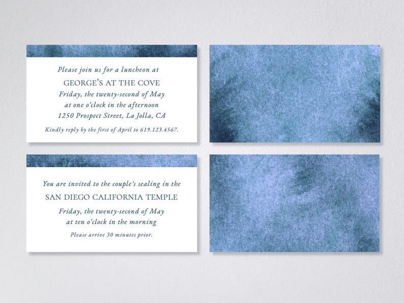 LDS Wedding Invitation, Editable Template, Minimalist Wedding, Blue ...