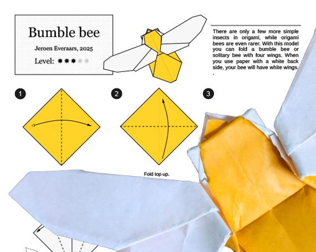 Bumblebee - Origami - PDF Printable Folding Instructions (EN_DE_NL ...