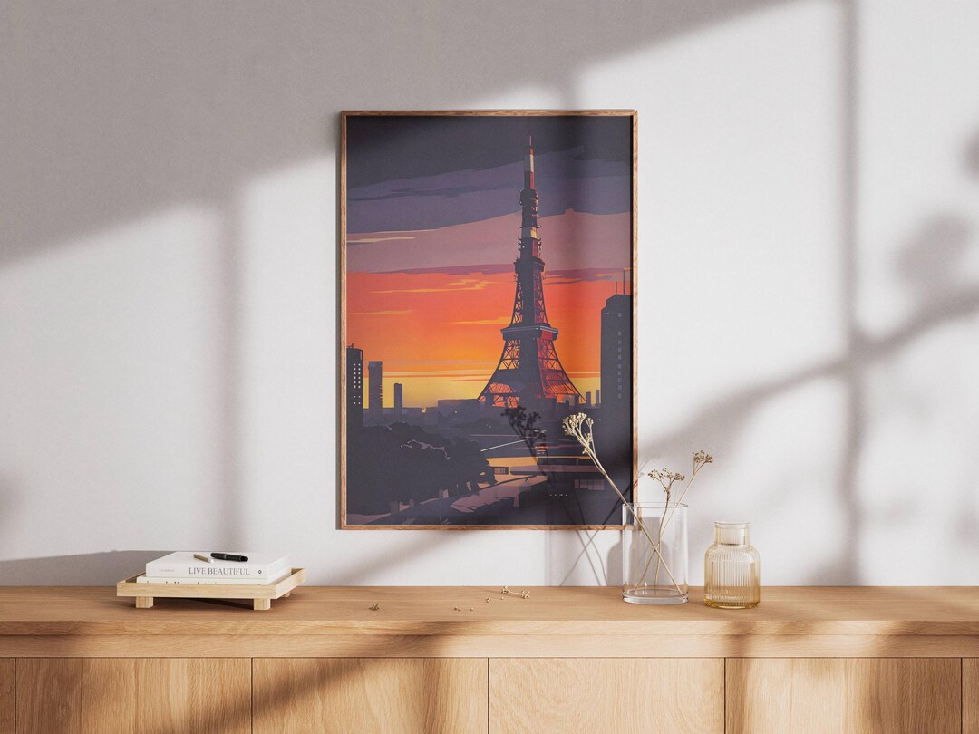 Vintage Tokyo Tower Poster – Retro Japan Travel Print | Sunset Skyline ...