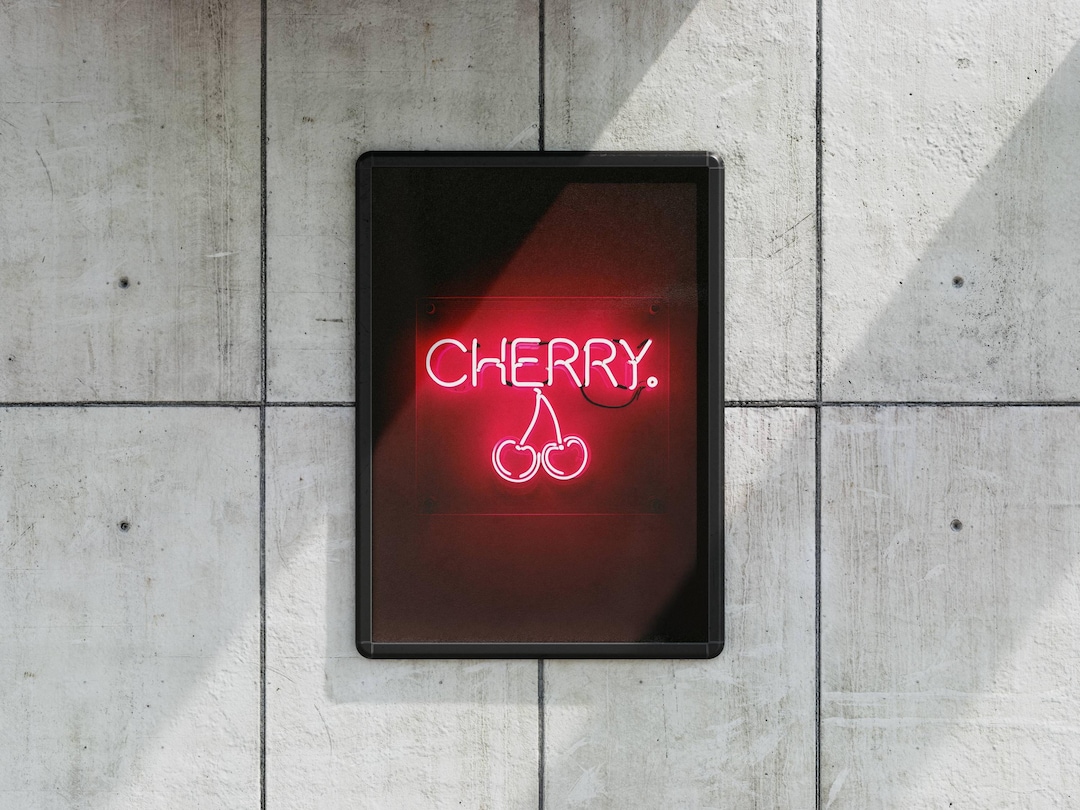 Neon Cherry Sign – Retro Cyberpunk Wall Art | Vaporwave Aesthetic, Bar ...