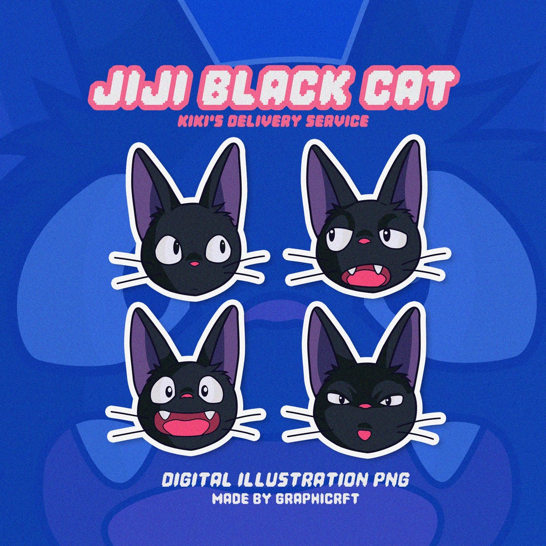 Ghibli Jiji the Black Cat, Printable Illustration Pack - Cute Anime ...
