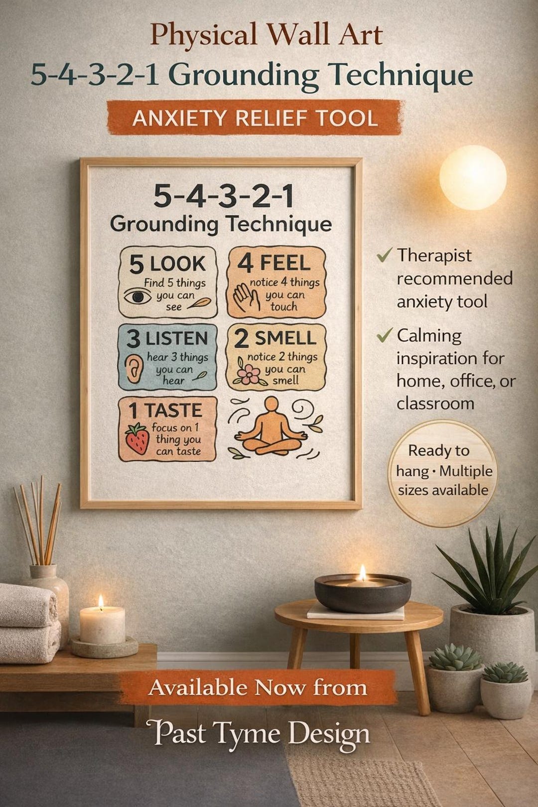Grounding Technique Vertical Poster, Mindfulness Decor, Stress Relief ...