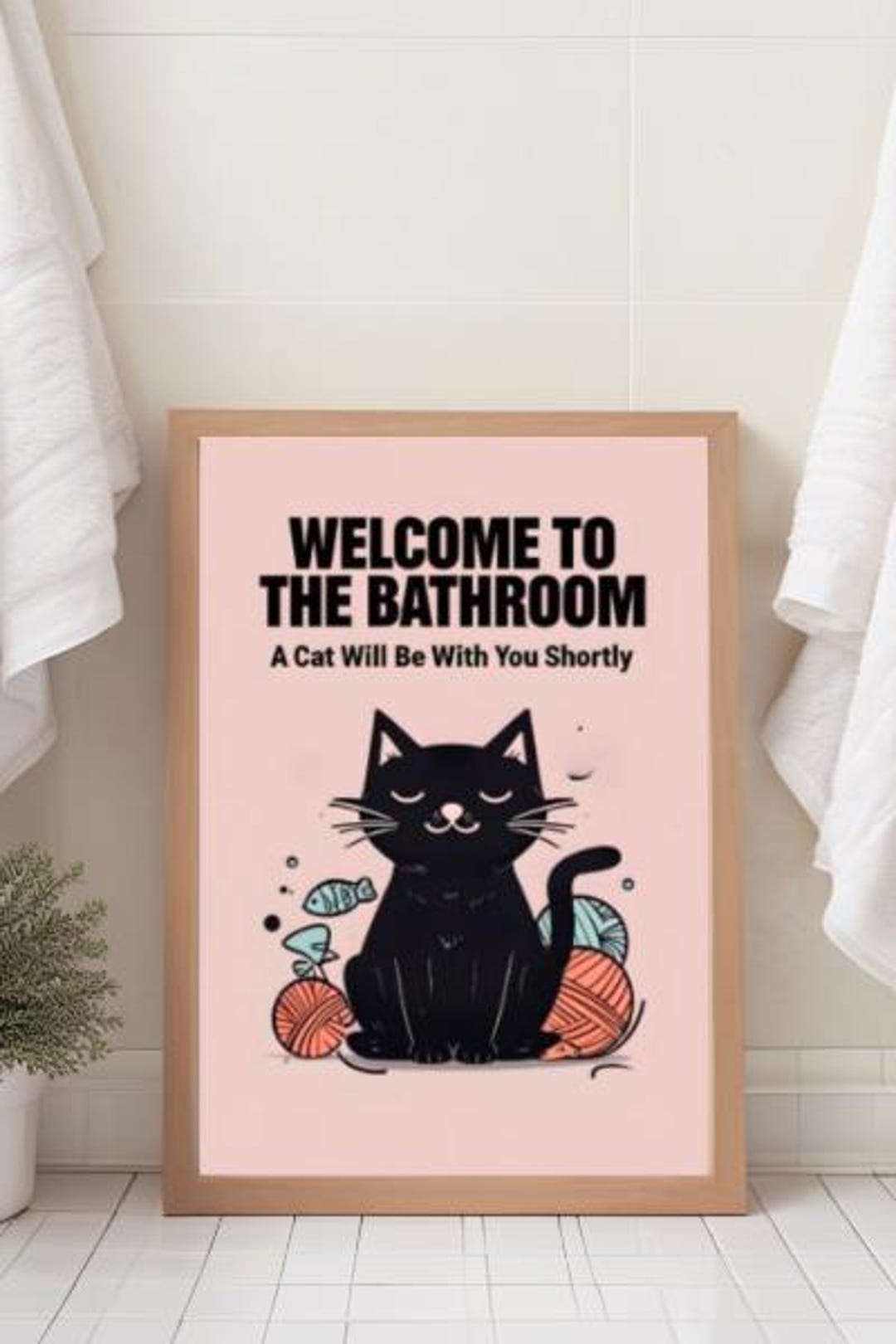 Matte Vertical Poster, Cat Welcome to the Bathroom, Funny Cat Poster ...
